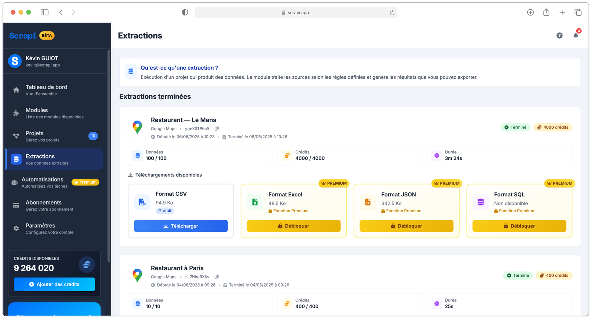Web scraping no-code pour les commerciaux — Scrapi